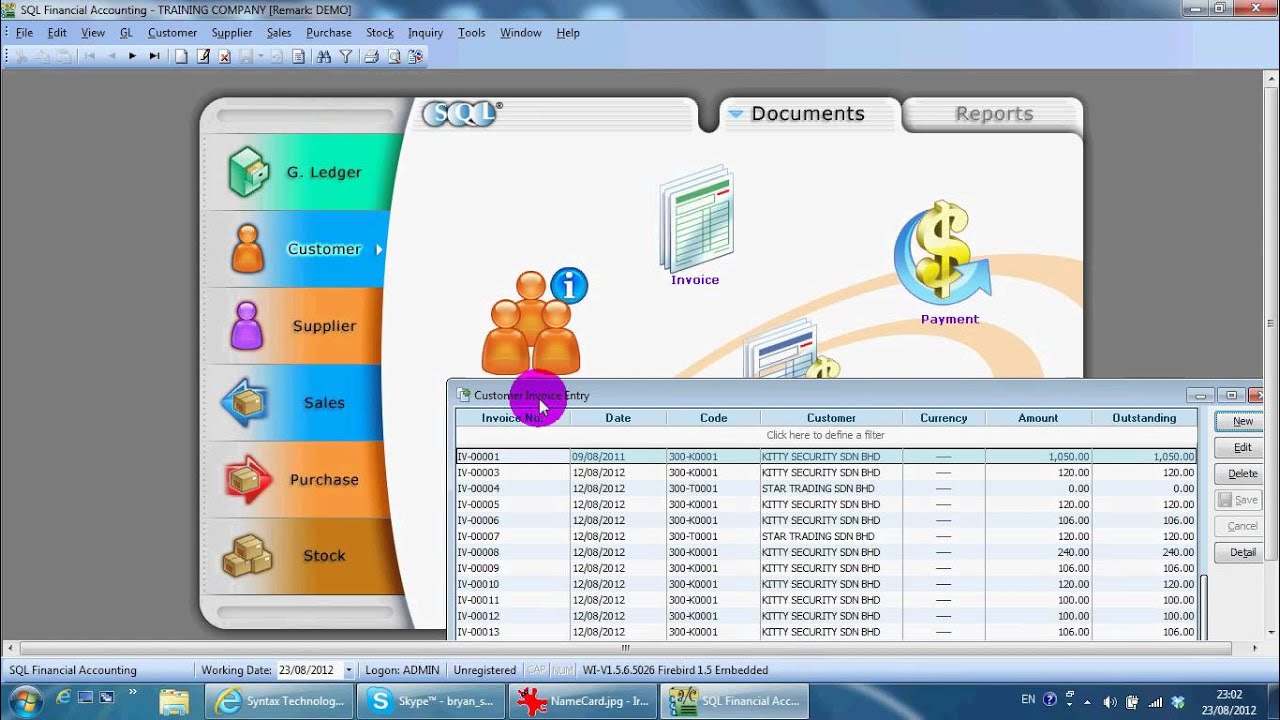 A021 Customer Invoice Sql Accounting Software Youtube