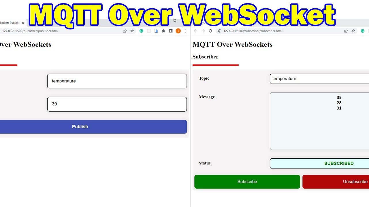 Publish And Subscribe Mqtt Messages Over Websocket Youtube