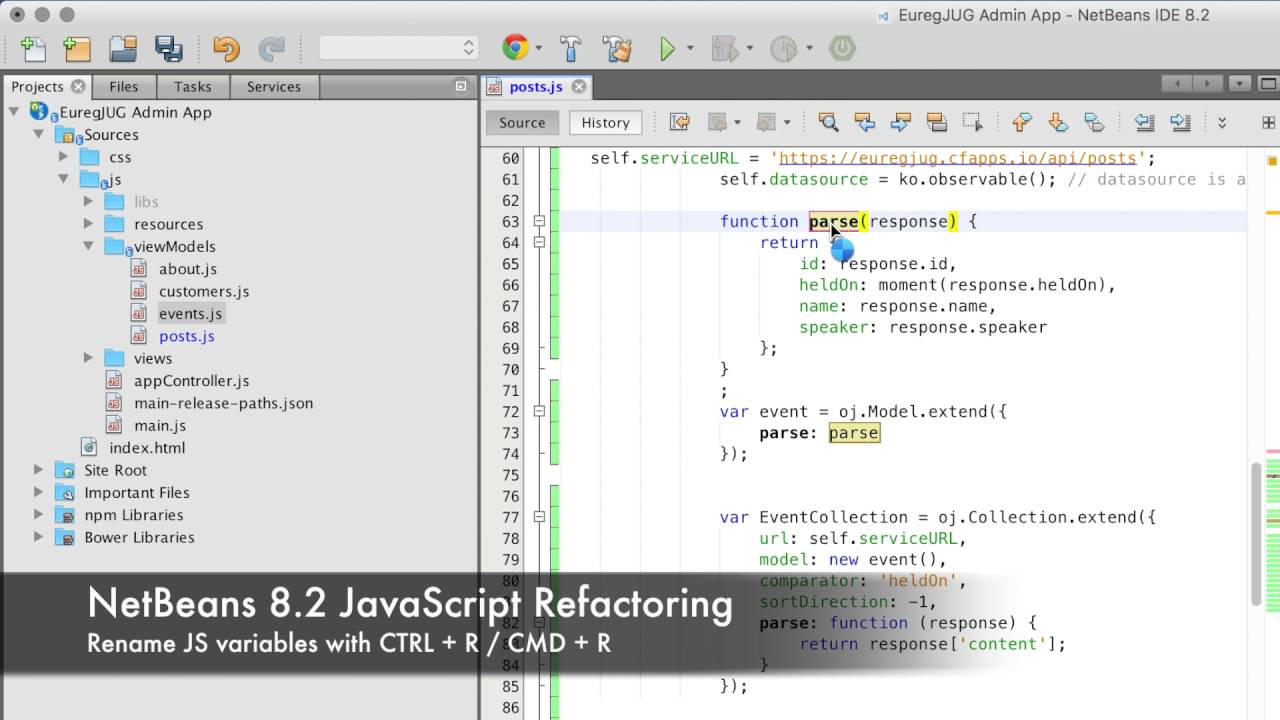 Netbeans 8 2 Javascript Refactoring Youtube