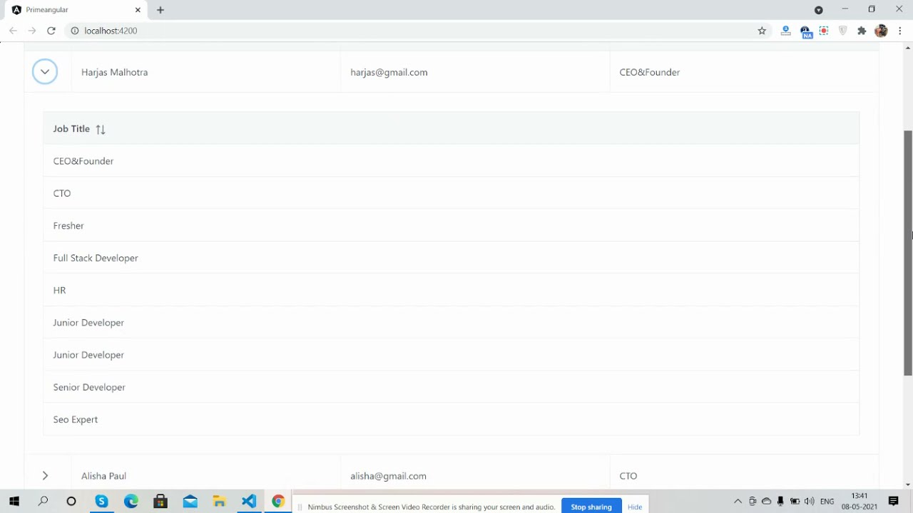 Angular 11 Primeng Expand Collapse Data Table Row Working Demo Youtube