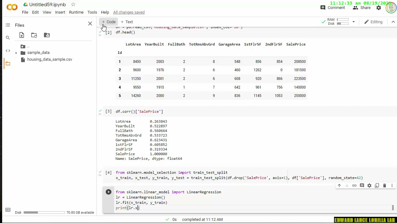 Python Sklearn Linear Regression Youtube