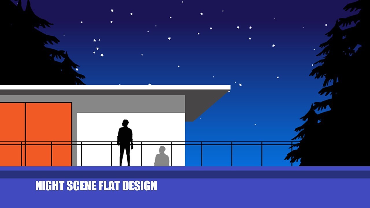 Speedart How To Create Night Scene Flat Design In Illustrator Adobe