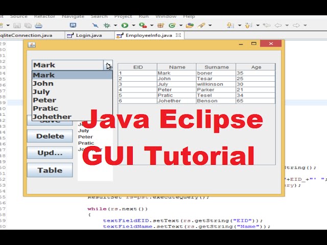 Java Eclipse Gui Tutorial 9 Populate Jtable Data From Tutorial On