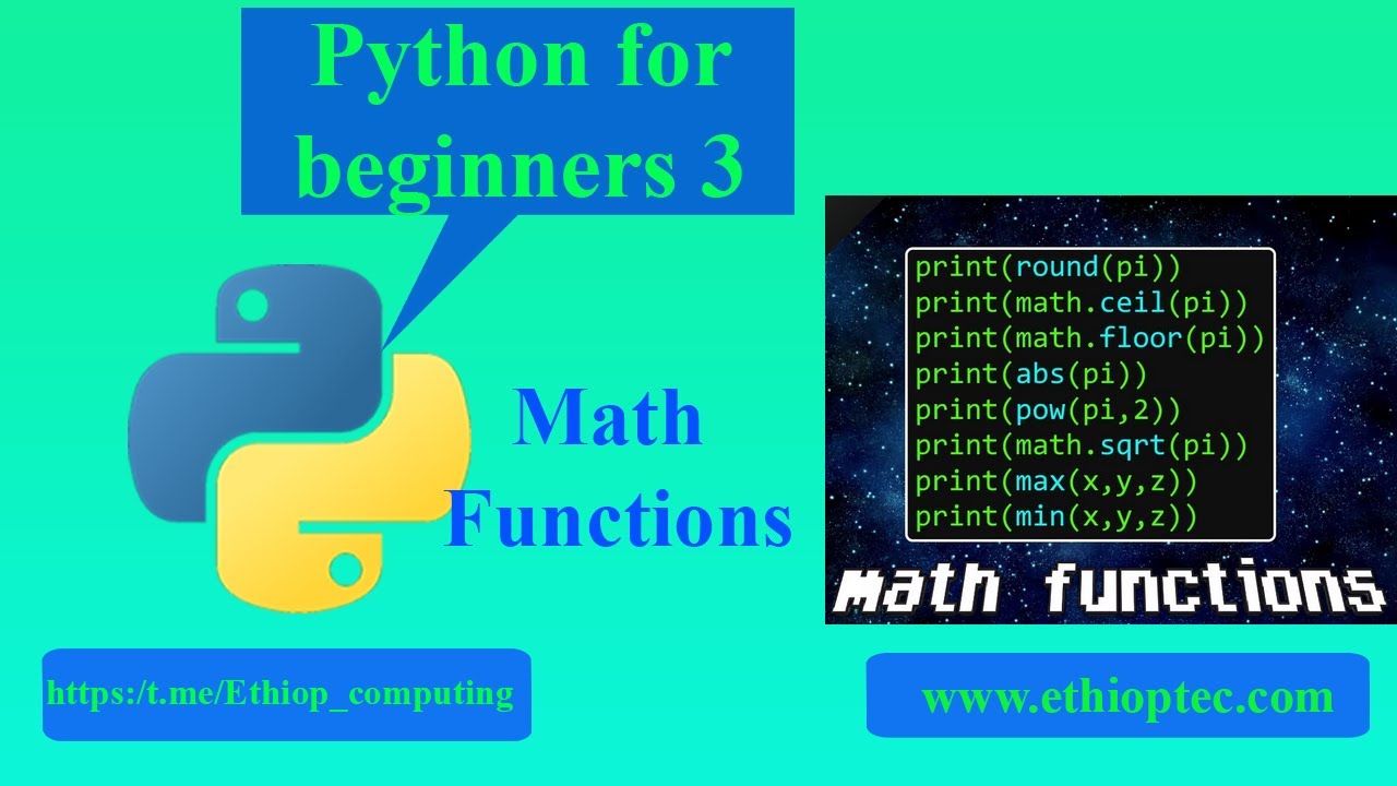 Python For Beginners 3 Math Functions ßèóßëáßï ßîá ßë ßè Pythonprogramming