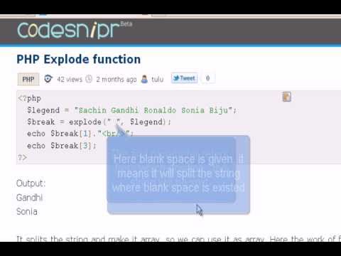 Php Tutorial Php Explode Function Youtube