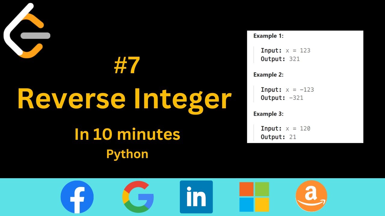 Reverse Integer Leetcode 7 Python Hindi Youtube