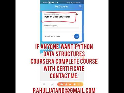 Coursera Python Data Structures Course With Certificate Contact Me