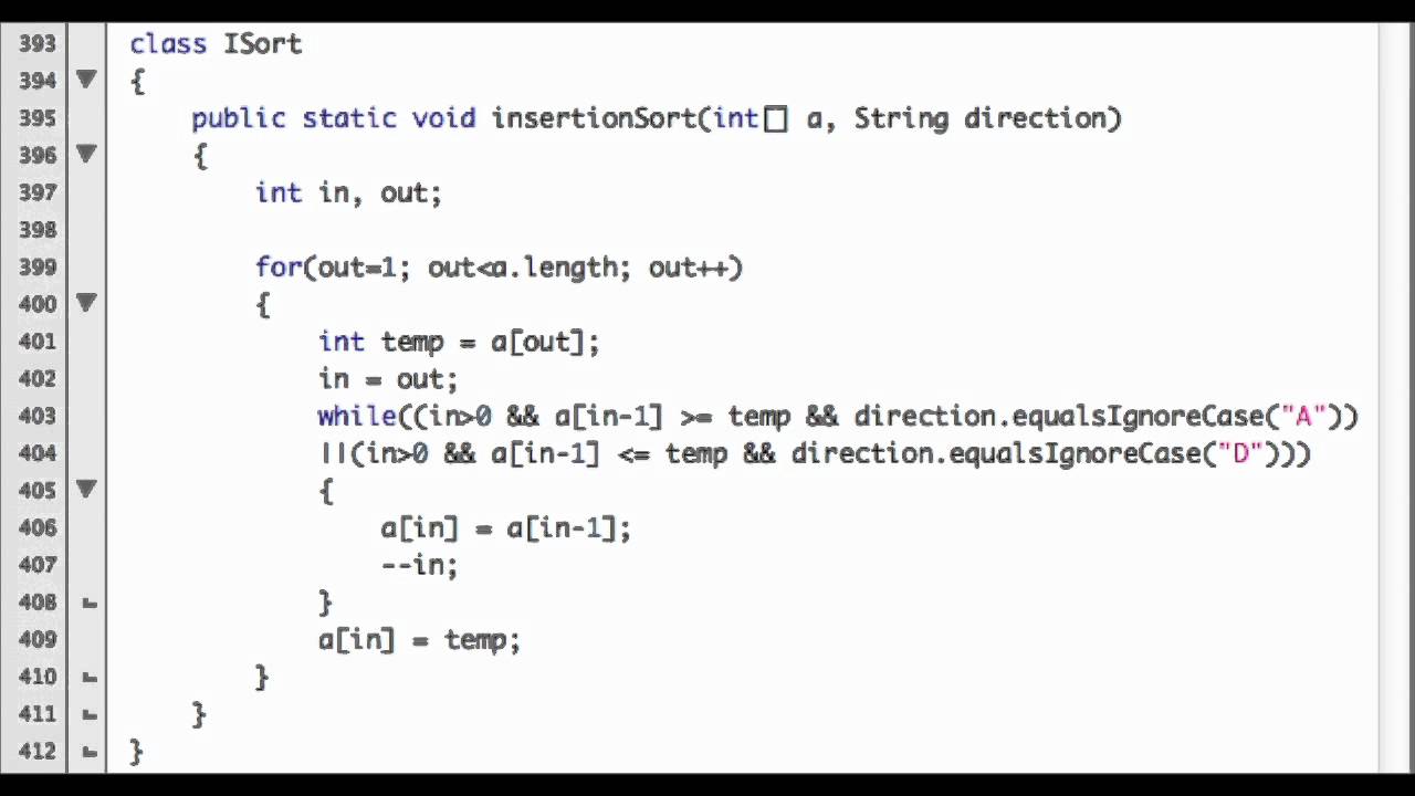 Insertion Sort Java Tutorial Sample Code Youtube