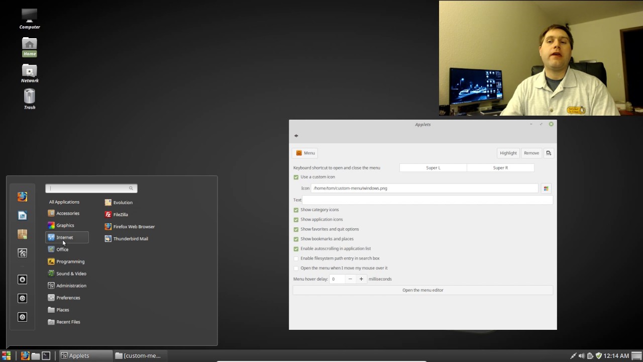 Configuring Menus In Linux Mint 18 Cinnamon Edition Youtube