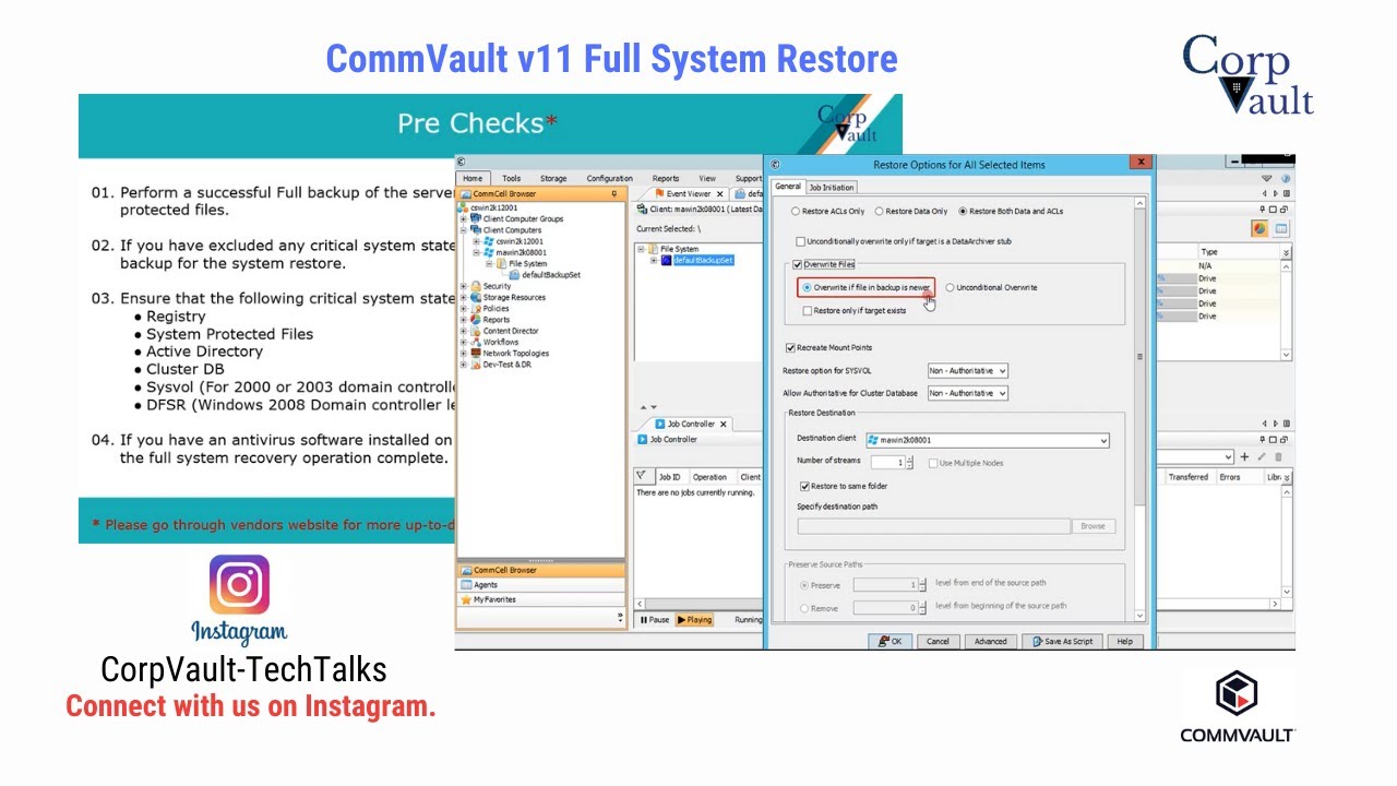 Full System Restore Commvault Version 11 Youtube