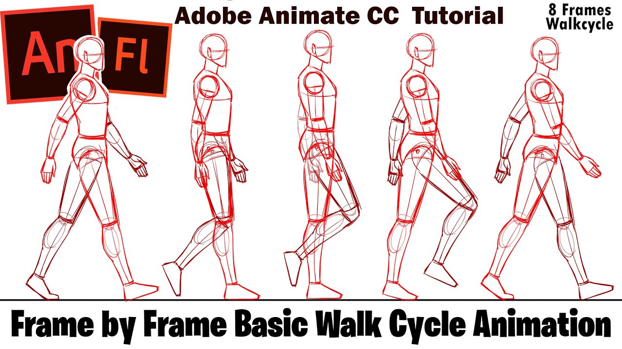 Basic Side Walk Cycle Frame By Frame Animation Adobe Animate Cc