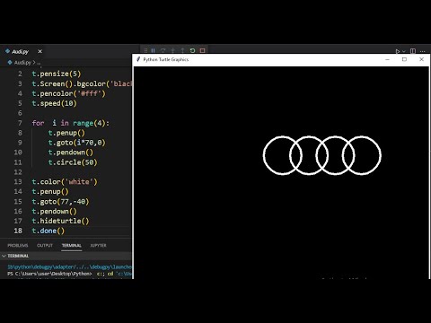 Draw Audi Logo Full Python Code Python Turtle Youtube