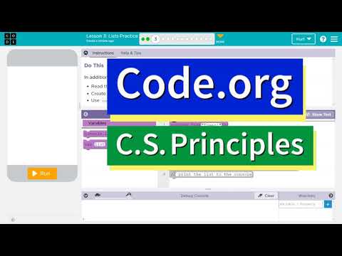 Code Org Lesson 3 2 Lists Practice Tutorial With Answers Unit 5 C S