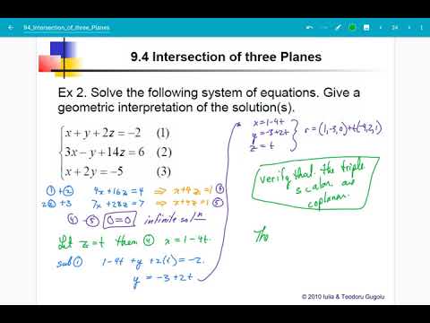 Mcv4u 9 4 Intersection Of Three Planes Part 1 Youtube