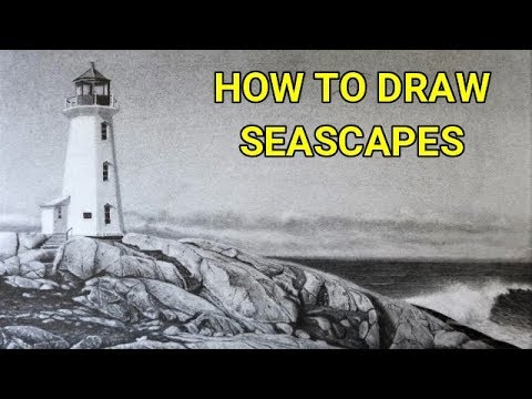 How To Draw A Seascape Lighthouse Waves Rocks Skies Graphite