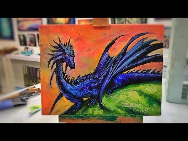 Dragon Painting Acrylic Coral Chinese Dragon On Recycled Wood
