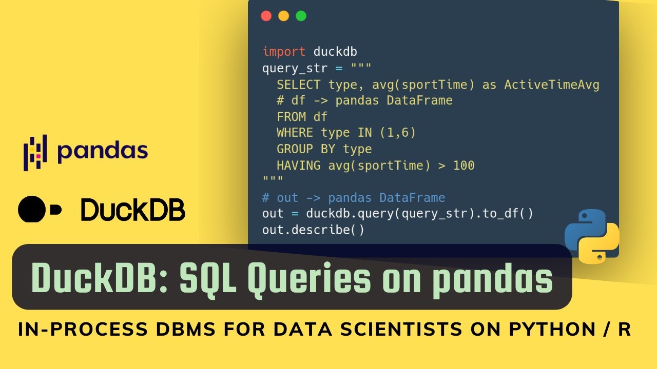 Duckdb Hi Performance Sql Queries On Pandas Dataframe Python Youtube