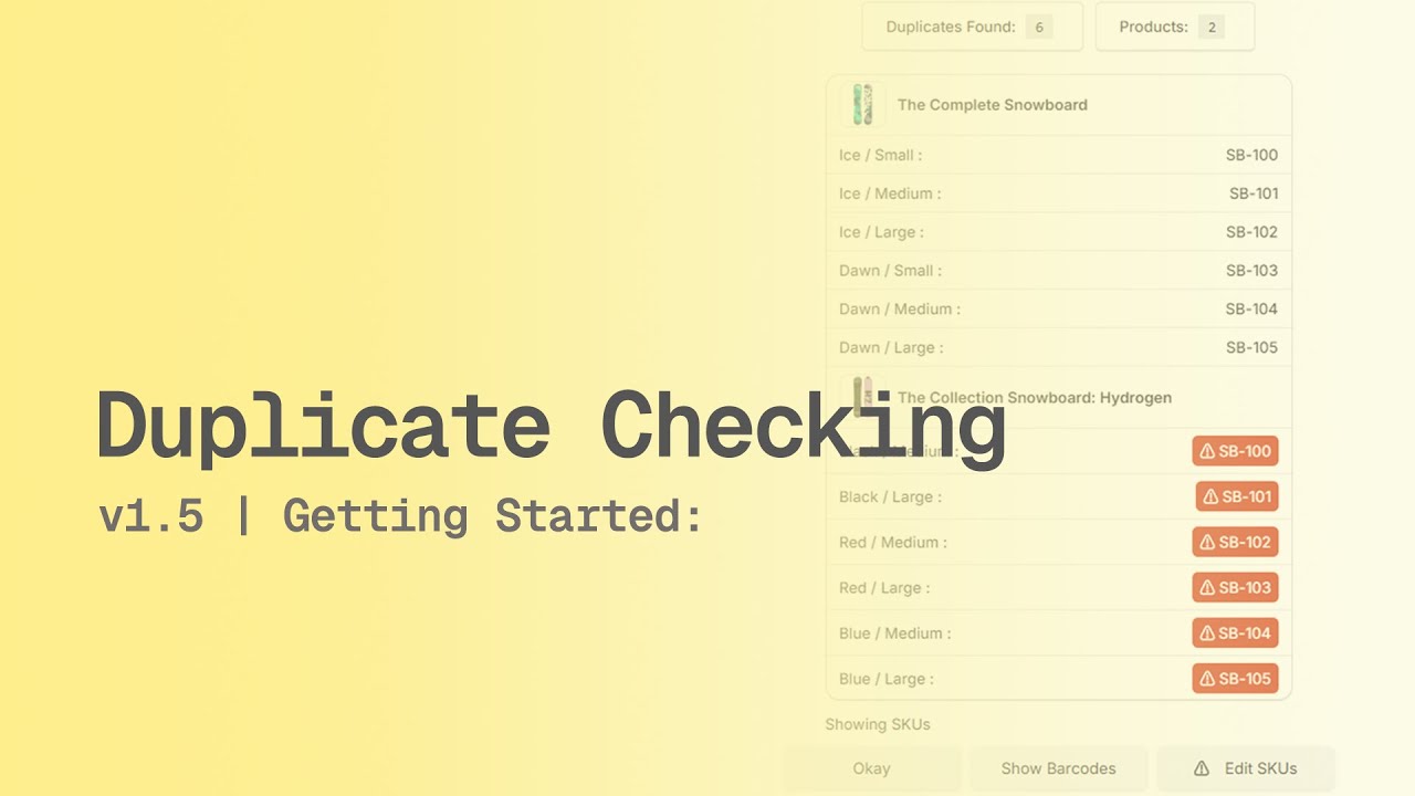 Duplicate Checking For Skus Barcodes Youtube