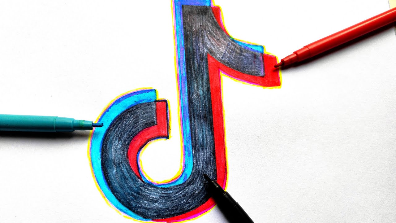 How To Draw The Tik Tok Logo Easy Tutorial Youtube