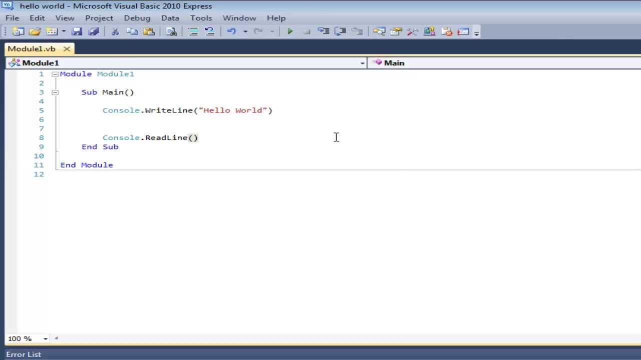 Visual Basic Tutorial 1 Hello World Youtube