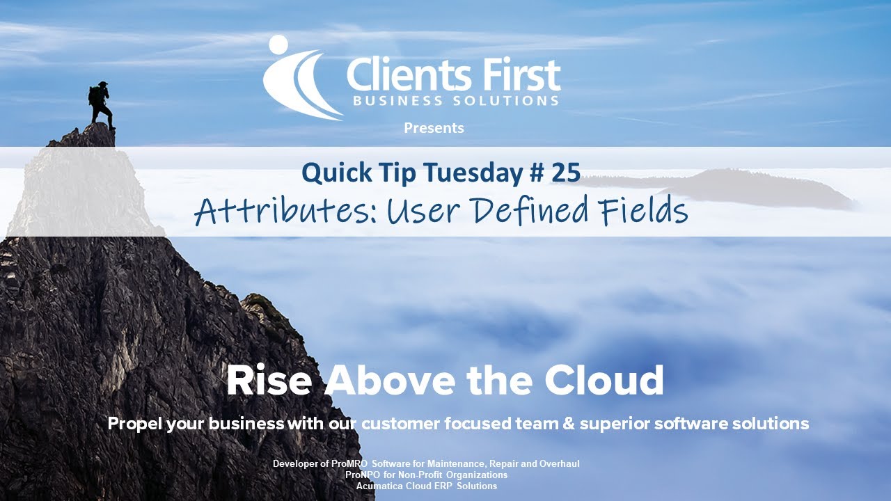 Acumatica Cloud Erp Tip 25 Attributes User Defined Fields Demo Youtube