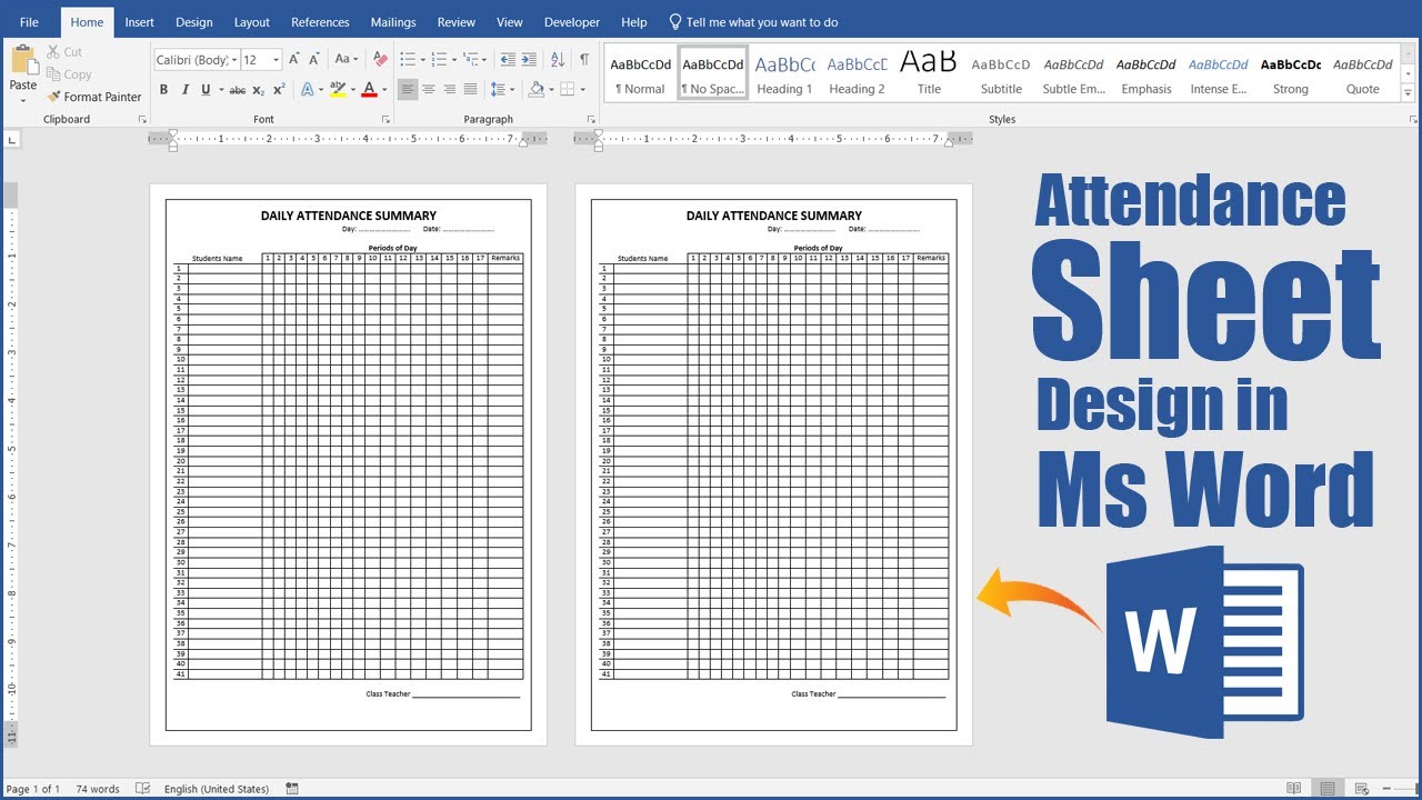 How To Make Attendance Sheet In Ms Word Printable Attendance Summary