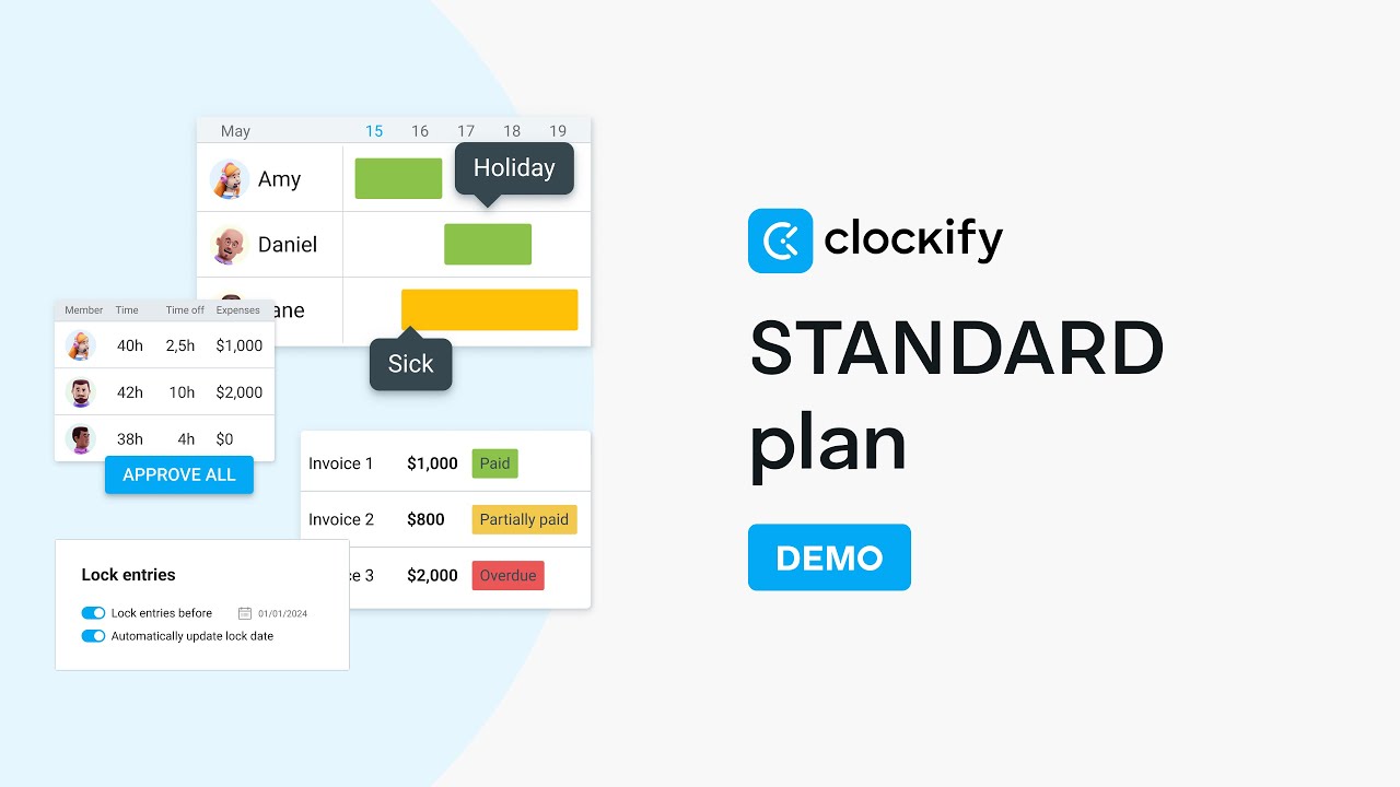 Standard Plan Demo Clockify Pricing Youtube