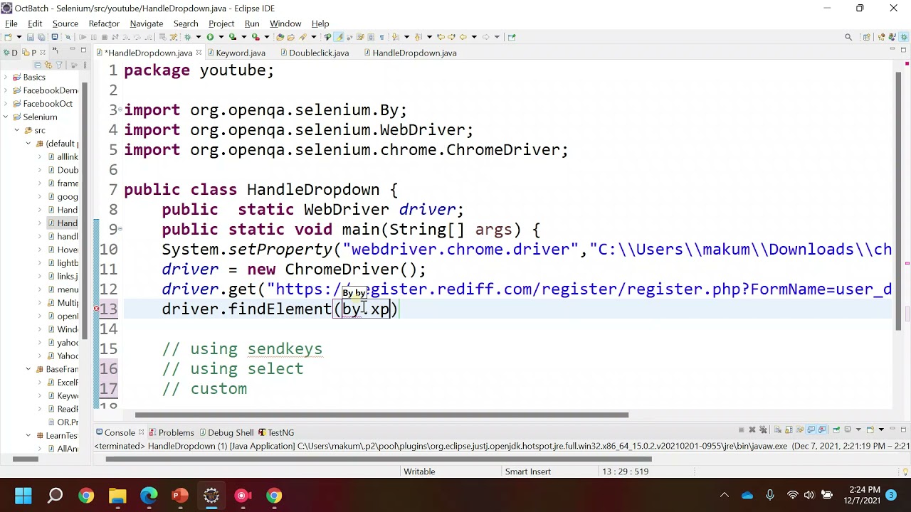How To Handle Dropdown In Selenium Using Sendkeys Function Youtube