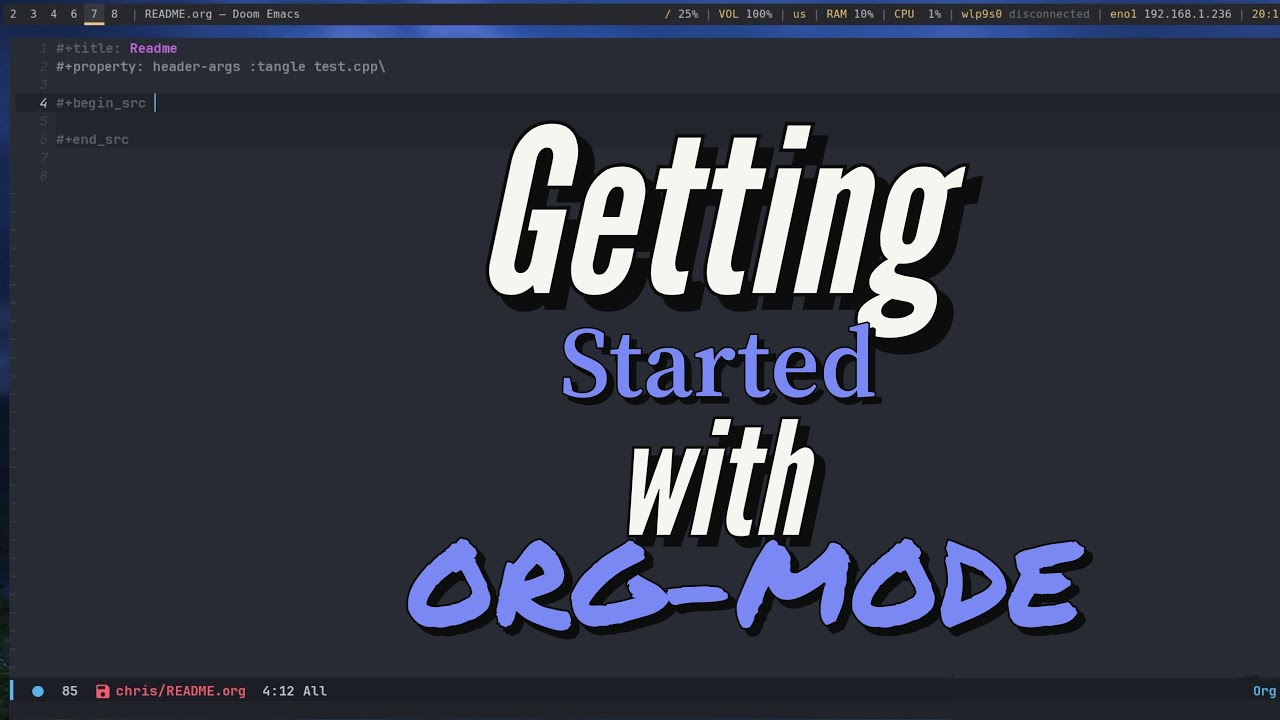 Getting Started With Org Mode Youtube