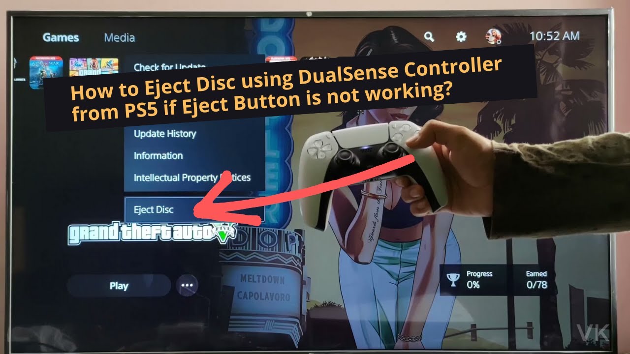 How To Eject Disc Using Dualsense Controller From Ps5 If Eject Button