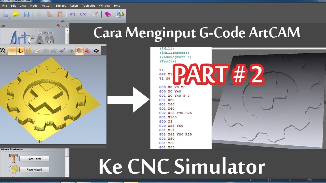 Menginput G Code 3d Artcam Ke Cnc Simulator Part 2 Youtube