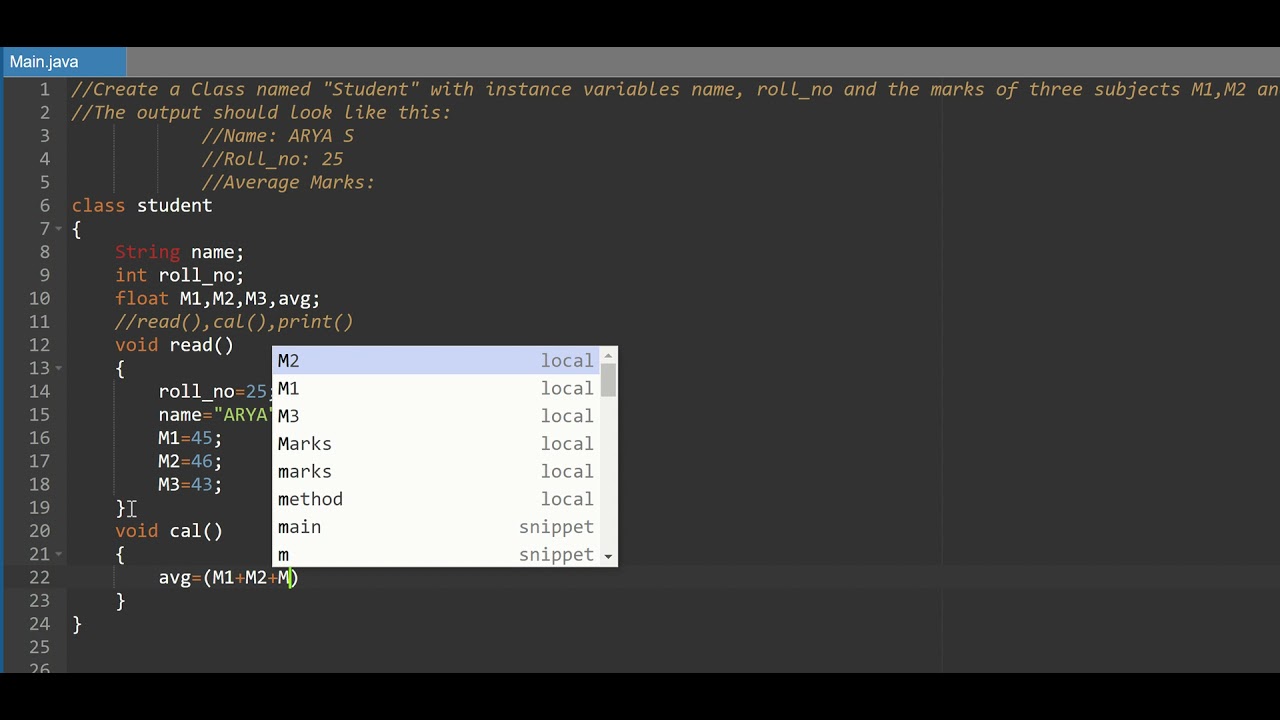 Java Program 1 Student Details Youtube