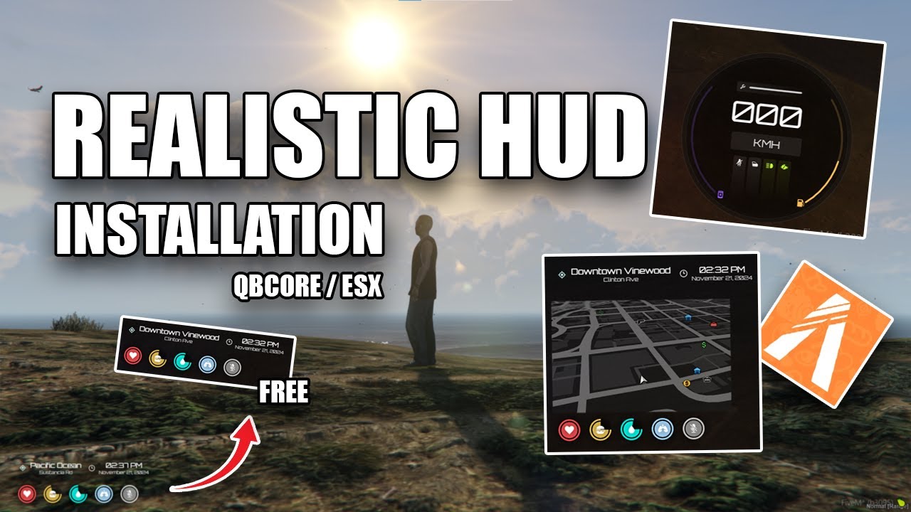 Realistic Hud For Qbcore And Esx For Free Tutorial Fivem Server Youtube
