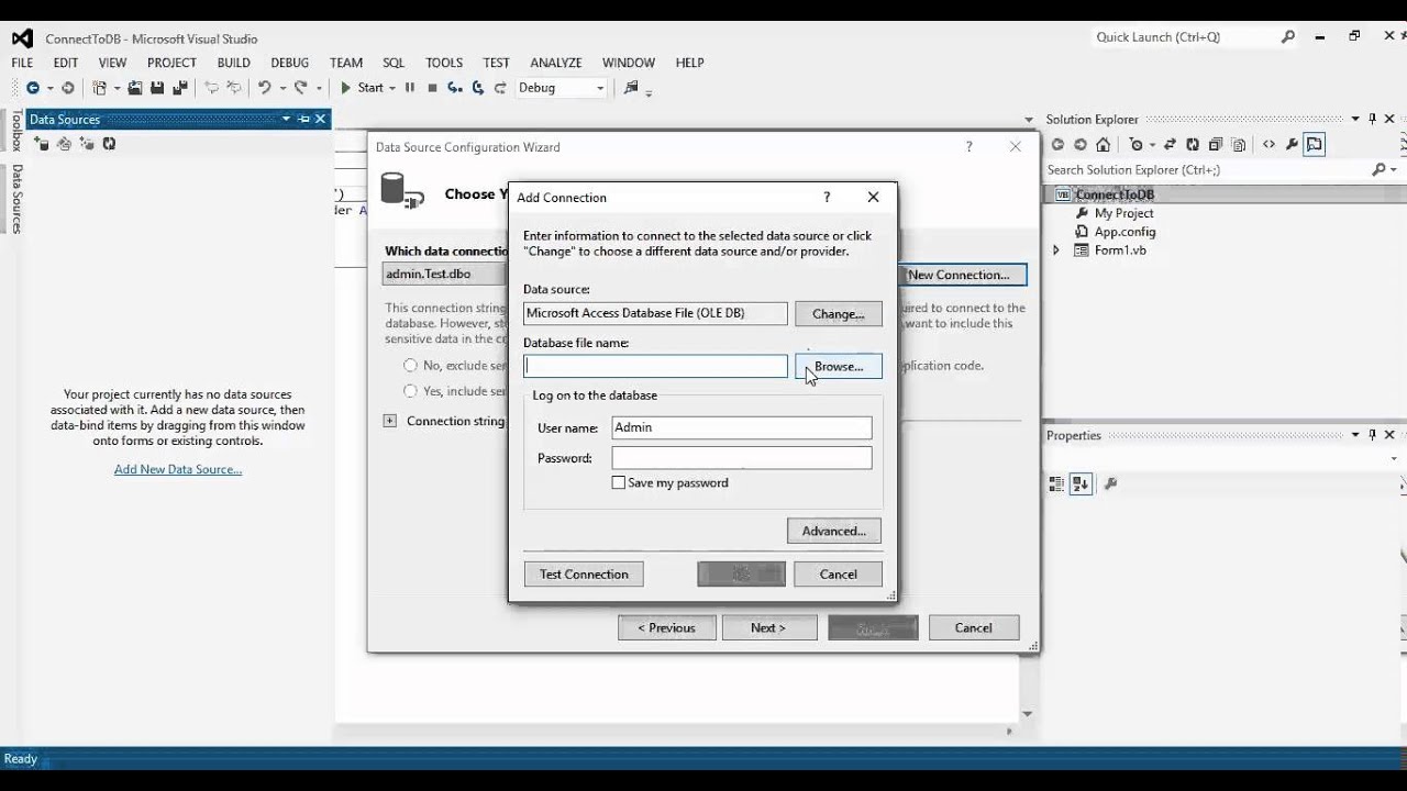 Vb Net Tutorial 1 Connect To Access Database Youtube