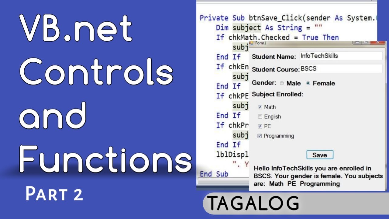 Vb Net Controls Properties And Functions Part 2 Visual Basic Youtube