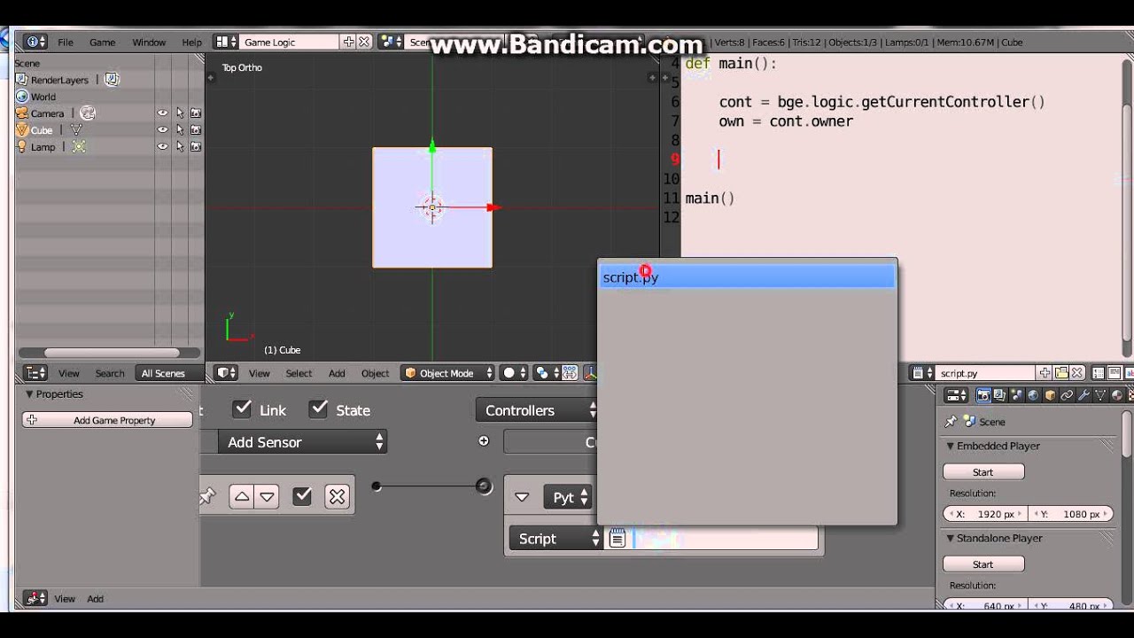 Bge Part 8 Applying Movement Python Youtube