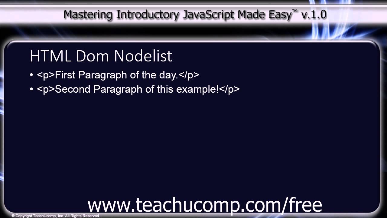 Javascript Training Tutorial Html Dom Nodelist Youtube