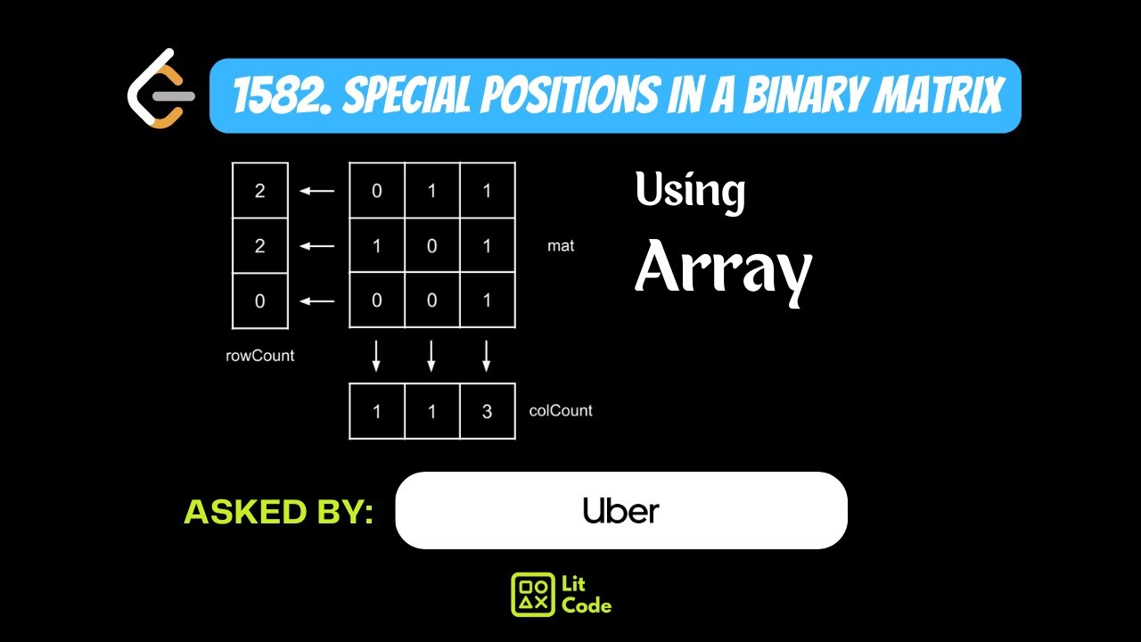 Find Special Positions In A Binary Matrix Leetcode 1582 Youtube