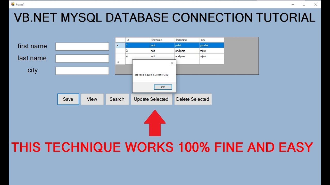 Insert Update Delete View And Search Data From Mysql Database In Vb Net