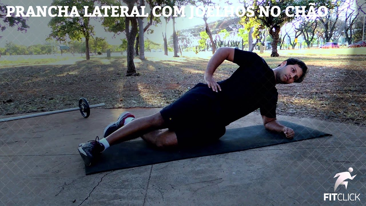 Prancha Lateral Com Joelhos Chão Exercício Para Fortalecer Abdômen E