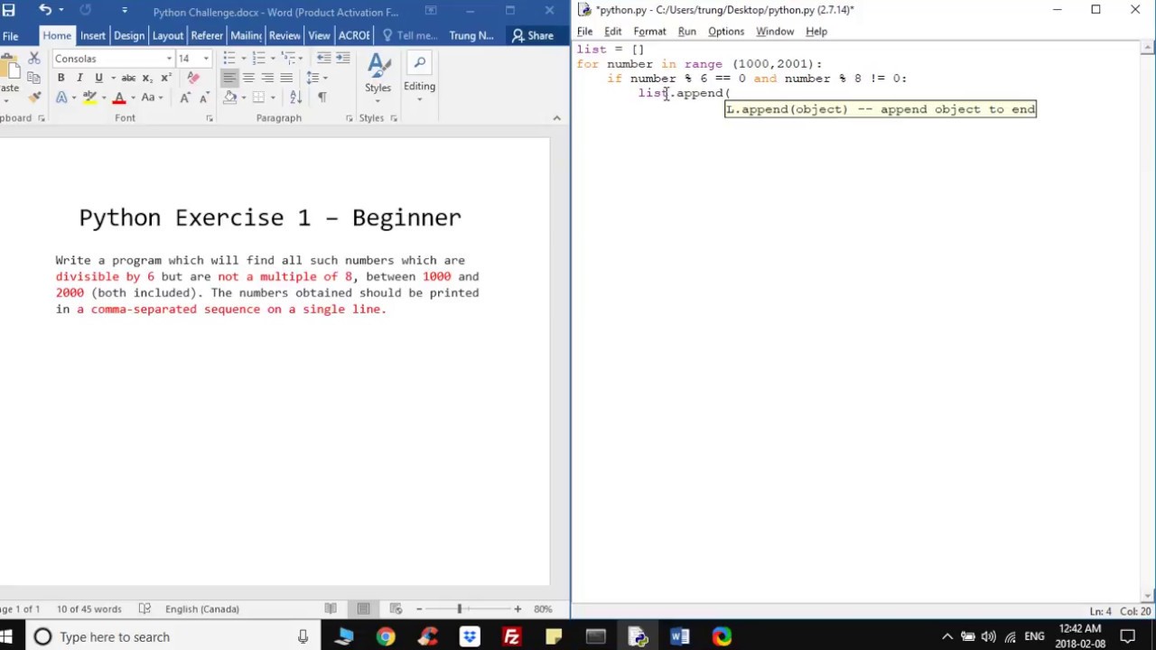 Python Exercise 1 Beginner Youtube