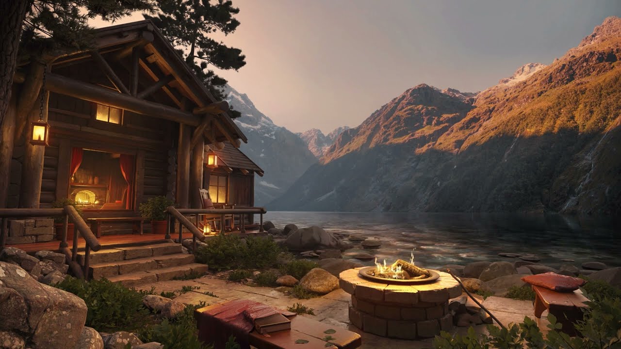 Beautiful Cabin Lake Scene