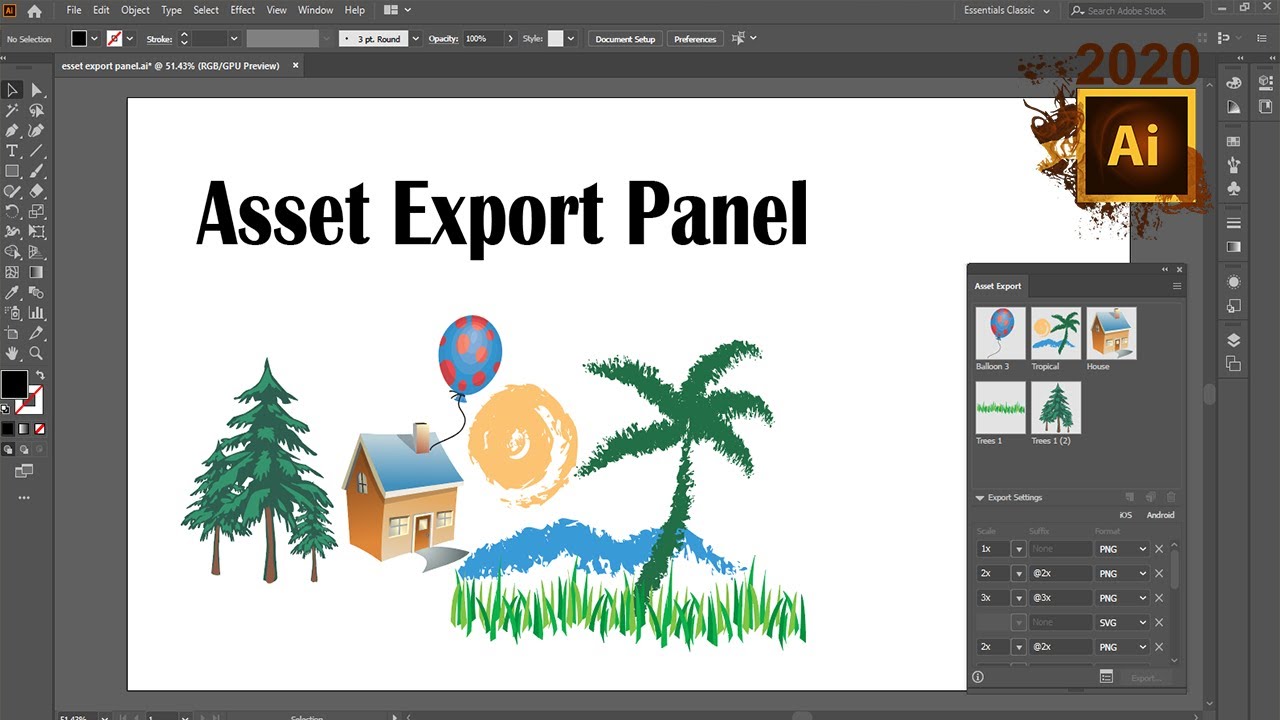 Adobe Illustrator Class 67 Asset Export Panel Urdu Hindi Youtube