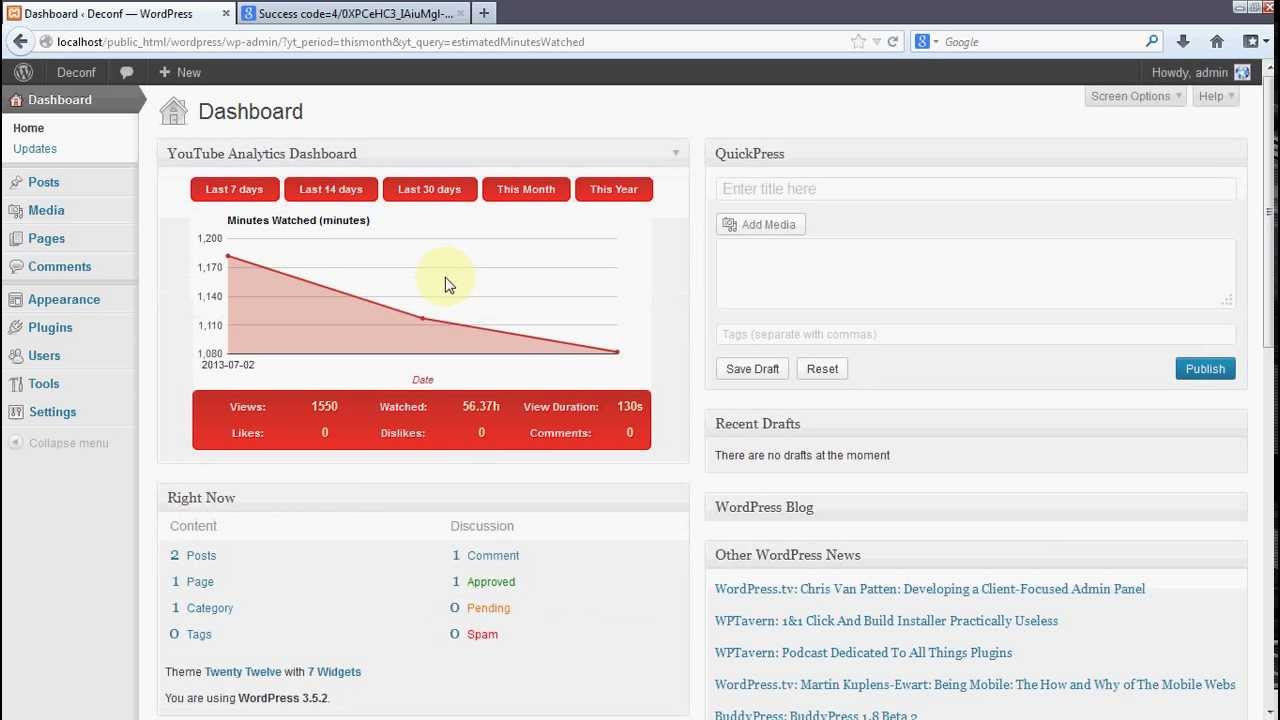 Youtube Analytics Dashboard For Wordpress Youtube