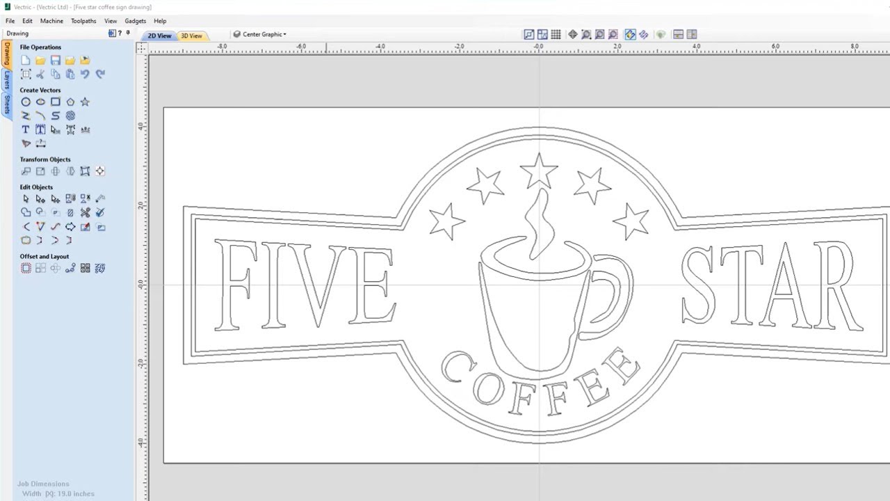 Five Star Coffee Sign Vectric V11 Tutorials Youtube