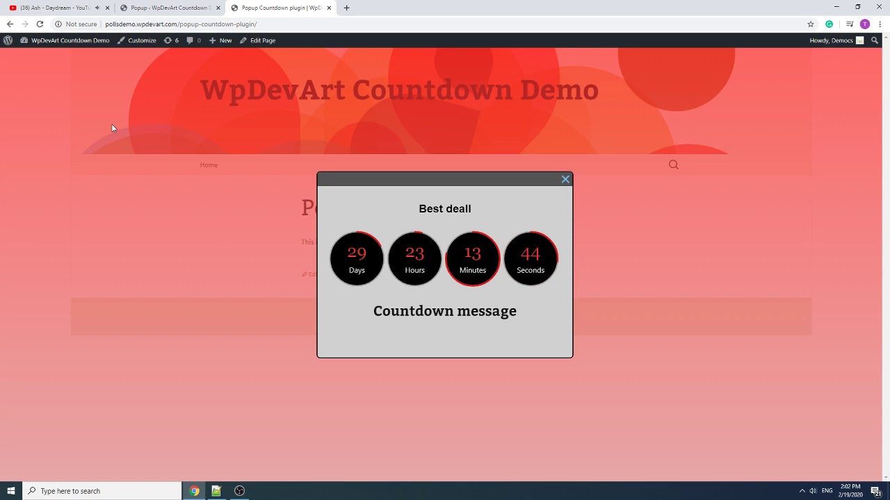 Wordpress Popup Countdown Plugin Animated Timers Youtube