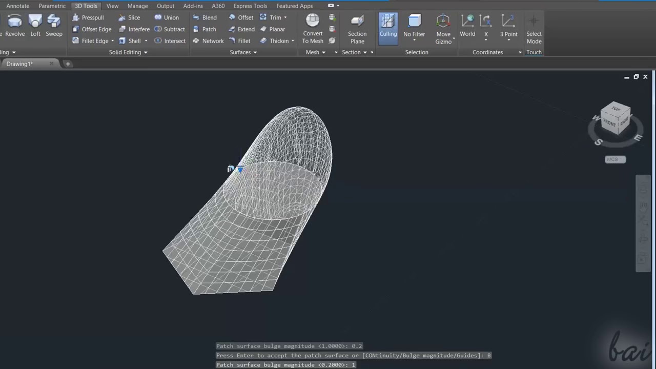 Autocad 2018 3d Surfaces And Mesh Objects Complete Youtube