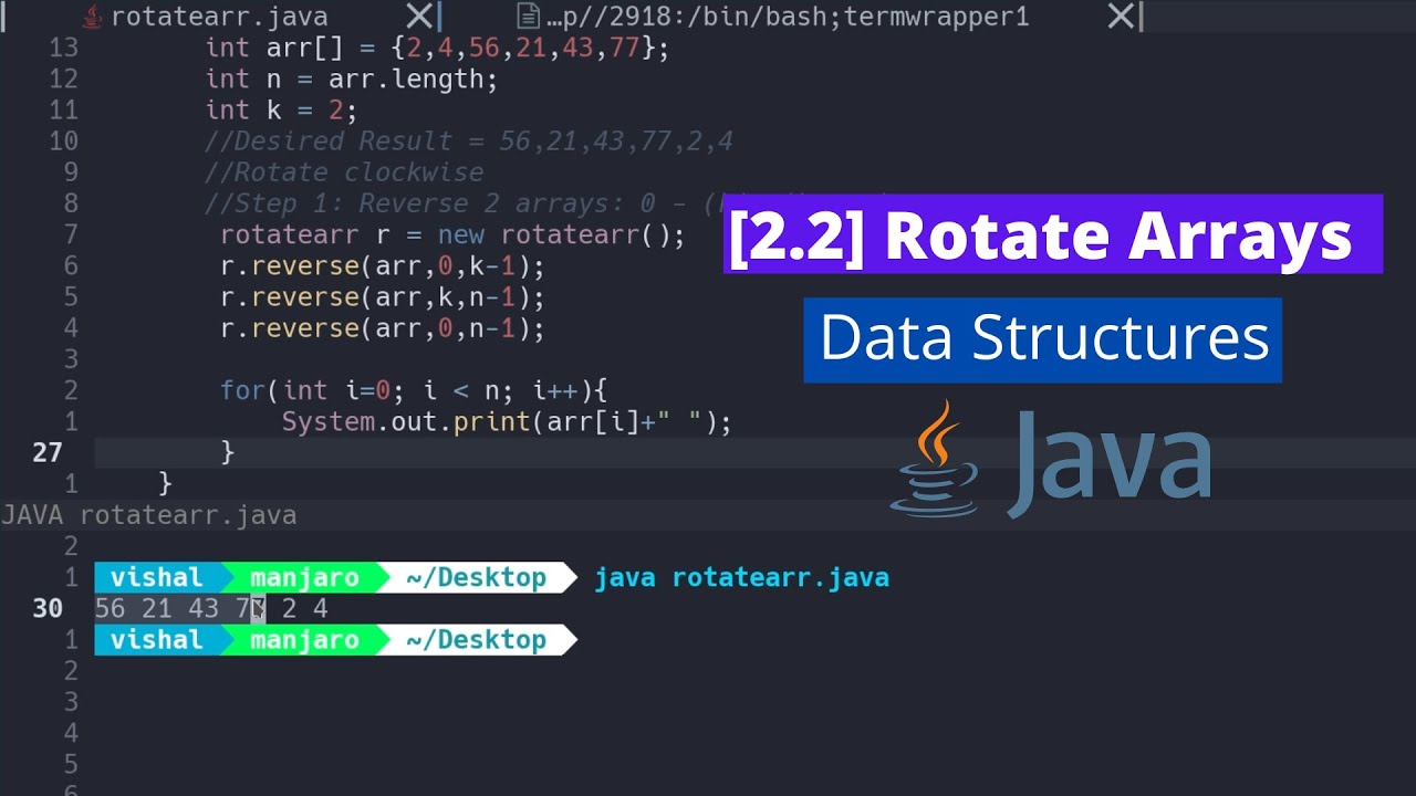 2 2 Rotate Array In Java Youtube