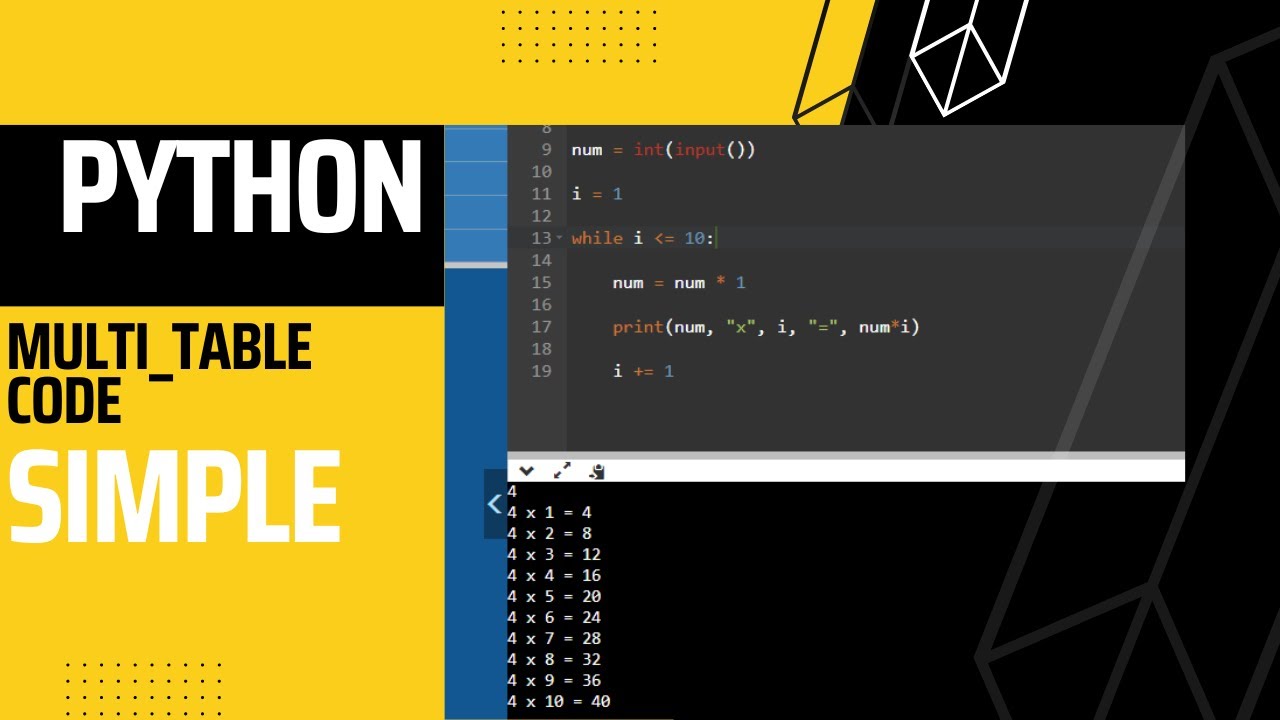 Programming Multiplication Table Using While Loop In Python Youtube