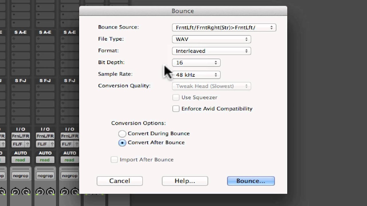 Bounce To Disk In Pro Tools Youtube